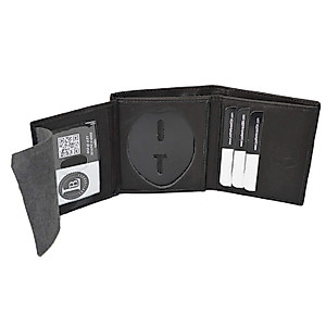 Bi-Fold Badge Holder Wallet, Shield Badge Style with ID window 100% Genuine Leather