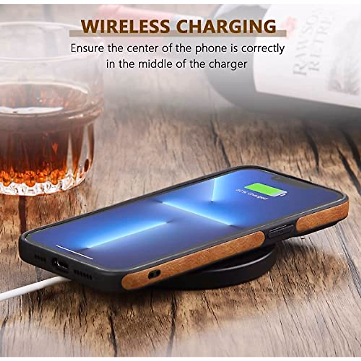 N.N Compatible for iPhone 14 Pro Max 6.7 Vegan Leather case, Luxury, Elegant and Beautiful Design case Non-Slip Grip Vintage Looking Perfect Stitching Leather case (Brown)