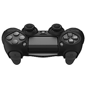 PlayVital Anti-Slip Controller Silicone Case Cover for PS4, Rubber Protector with Joystick Caps for PS4 Slim/Pro Controller - Black