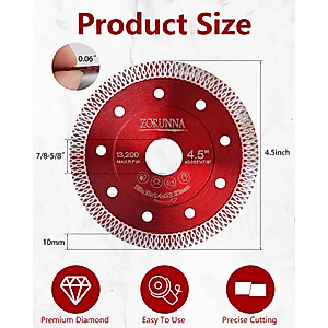 4.5" Diamond Blade for Angle Grinder, Super Thin Tile Saw Blades for Smooth Cutting, 2Pcs Indestructible Disc for Grinder Cutting Porcelain Ceramic Tile Granite Marbles.