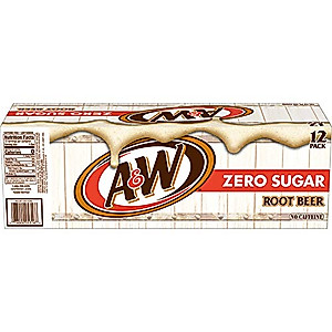 A&W Zero Sugar Root Beer Soda, 12 fl oz cans (Pack of 12)