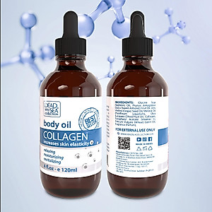 Dead Sea Collection Body Oil Collagen - Anti-Aging, Skin Elasticity, Vitamin E Moisturizing Oil for Dry Skin & Face -Revitalizing & Nourishing 4 Fl. Oz