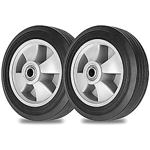 AR-PRO (2- Pack) Run-Flat Solid Rubber Replacement Tire 8" x 2'' with a 5/8" axle for Hand Trucks, Wheelbarrows, Dollies, Trolleys and More – Run Flat with 580 lbs Max Load