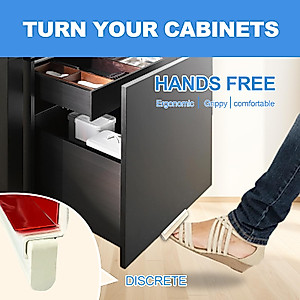 WALSIO Foot Pull for Trash Cabinet Drawer, 0.8 inches Wide Hand-Free Design for Kitchen Garbage Cabinet, Touchless Opener for Full Overlay Cabinet Door