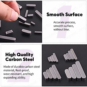 Swpeet 140Pcs 16 Sizes Carbon Steel 3mm 4mm 5mm 6mm Round Ended Feather Key Parallel Drive Shaft Keys Set Key Stock Assortment for Fasteners Mechanical Industry