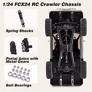 FMS 1/24 RC Crawler Officially Licensed Chevy K5 Blazer RC Car FCX24 RTR RC Pickup Truck SUV 4WD 2.4GHz Hobby RC Model 8km/h Mini Car RC Off-Road Remote Control Car (Black)