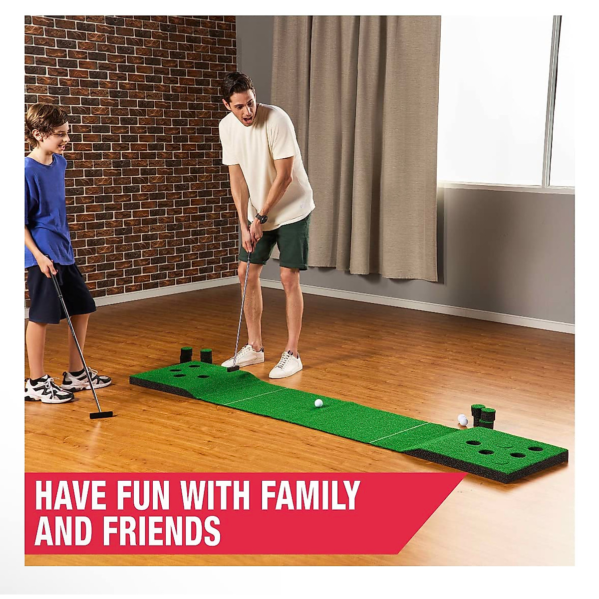 MD Sports Golf Pong Game Set, 100inch, Green, Includes 2 Putters and 4 Balls, Foldable