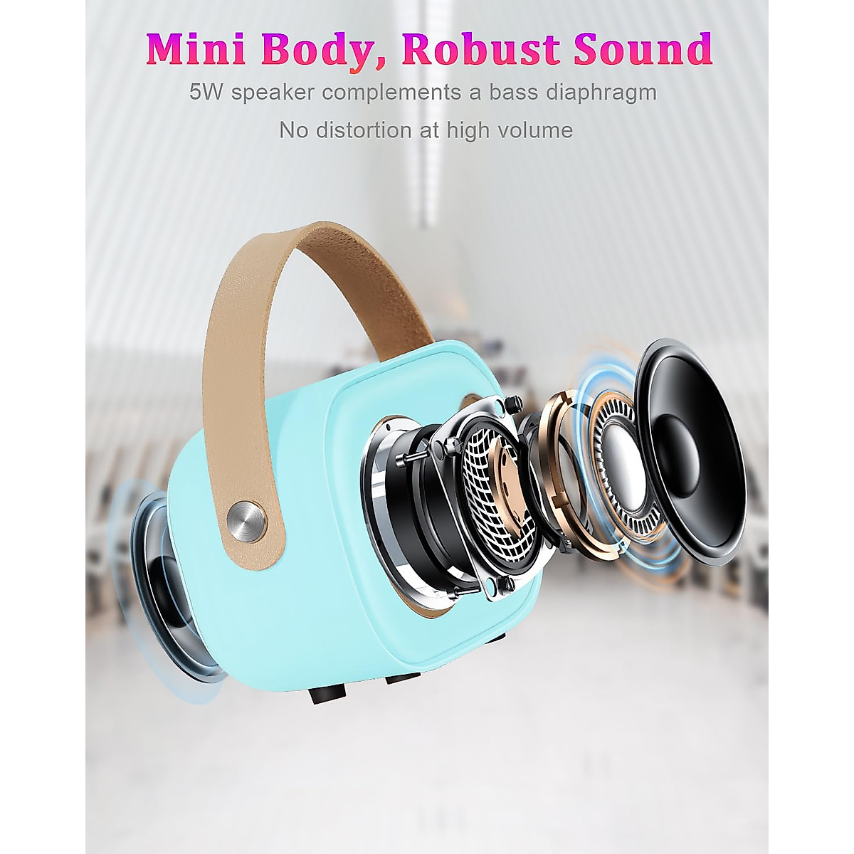 Mini Karaoke Machine for Kids&Adults,Portable Bluetooth Speaker with Wireless Microphones and Stereo Sound Enhanced Bass,Gifts for Girl 6 7 8 9 10 11 12 Years Old (Pink)