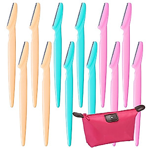 Eyebrow Razor for Women, 12 Pcs Face Razor Multipurpose Exfoliating Tool, Eyebrow Shaper For Women and Man With Precision Cover and Bag, NIOUK (color random)