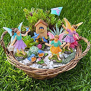 Mood Lab Fairy Garden - Playing Girls Kit of 5 pcs - Miniature Figurines & Accessories Set - Outdoor or House Decor