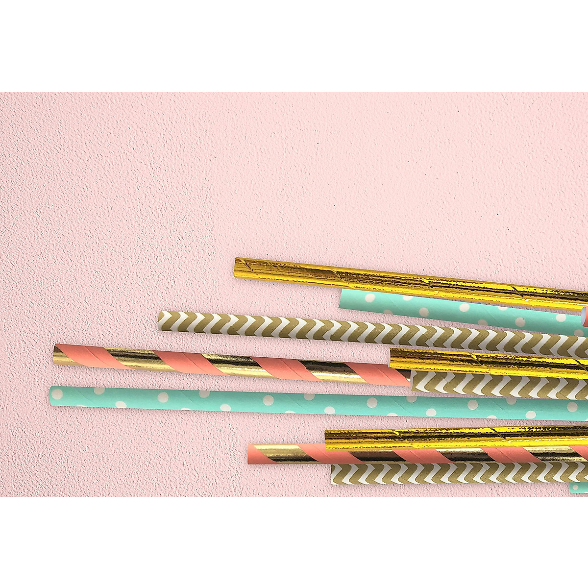 Pomp Peaches 'n Cream 100% Biodegradable Decorative Paper Straws (100 Count) | Long Lasting Premium Quality & Eco-Friendly Standard Size Drinking Straws | The Perfect Finishing Touch For Any Occasion