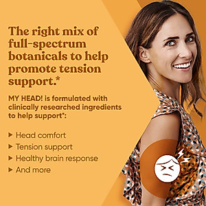 My Head! Headache Vitamins – Sensitivity, Tension, Comfort, Healthy Head Function for A Clear Mind – Fast acting Magnesium, Butterbur, Feverfew, Boswellia, Vitamin D, Ginger, & More – 60 Soft Capsules