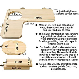 LeonBach 5 Pack Hamster Cage Platform Set, Cage Accessories Cage Platform for Chinchilla Hamster Bird, 12.6" L-Shaped Wooden Platform & 4 Pack Standing Board