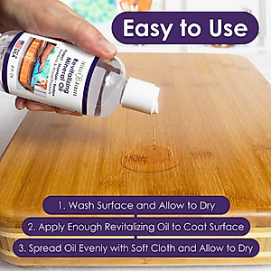 Totally Bamboo Revitalizing Mineral Oil for Bamboo & Wood Cutting Boards, Food Grade & Food Safe, 8 Oz Capacity