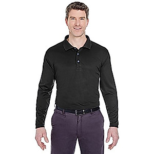 UltraClub Adult Cool & Dry Sport Long-Sleeve Polo 3XL BLACK