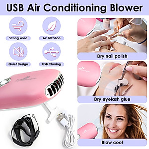 150ml/ 5.07 fl. oz Eyelash Extension Cleanser with Eyelash Fan Dryer, Lash Shampoo for Extension with Makeup Remover Pad Cleaning Brush, Paraben Sulfate Free Eyelash Shampoo for Salon Home Use