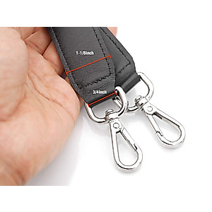 CRAFTMEMORE Bag Handle Replacement Genuine Leather Purse Strap for Handbag Tote Briefcase GL018 (Black Strap, Gold Clasp)