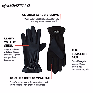 Manzella Men's Lightweight Gore-Tex Infinium Glove, Touchscreen Capable with Windproof Protection Against Cold Weather