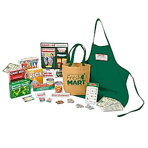 Melissa & Doug Fresh Mart Grocery Store Play Food and Role Play Companion Set - Kids Pretend Grocery Shopping For Kids Ages 3+