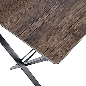 FurnitureR 31.9'' Folding 2 Tier Foldable Assembly Saves Space for Home Office Study, Metal Frames/Wood Top Laptop Table, Brown Computer Desk