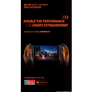 QUJUSO OnexPlayer Mini Pro 7" Handheld Game Console Portable PC Mini Laptop UMPC Win 11 AMD Ryzen 7 6800U 16GB LPDDR4 RAM/1TB NVMe M.2 SSD 1920 * 1200 Display Screen (Black)