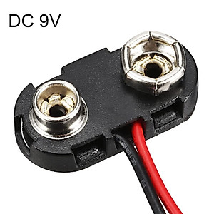 Tool parts 2pcs DC 9V Baettery Clip T-Type Bucklle Connector Lead Wire 10cm Long