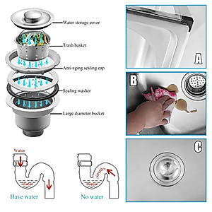 SEYFI Kitchen Sinks Free Standing Stainless Steel Sink,Commercial U-Tility Sink, Kitchen Sink U-Tility Set with Faucet Indoor Outdoor Sink, for Kitchen, Laundry Room/Hot and Cold/Hot and Cold