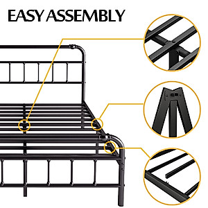 BOSRII Twin Size Bed Frame with Headboard and Footboard, 18 Inches High, 3500 Pounds Heavy Duty Metal Slats Support for Mattress, No Box Spring Needed,Noise-Free, Black