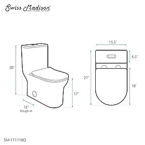 Swiss Madison Well Made Forever SM-1T111BQ, Burdon One Piece Square Toilet Dual Flush 1.1/1.6 gpf in Bisque