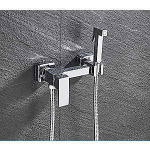 icVantA Shower System Matte Black Bidet Shower Faucet Solid Brass Bidet Faucet Hot Cold Water Mixer Tap Toilet FaucetsA03Black，A02-chrome