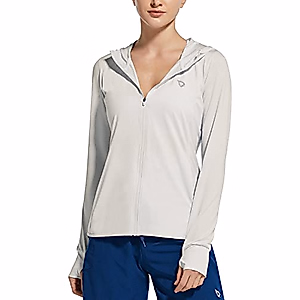 BALEAF Women's Long Sleeve Workout Shirts Lightweight Zip Up Hoodies Jackets SPF UPF 50 UV Sun Protection Quick Dry Oatmeal M