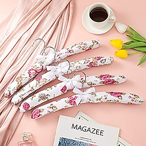 24 Pieces Padded Clothes Hangers for Women Sweaters Non Slip Padded Coat Hangers Floral Foam Sweater Hangers Thick Wedding Dress Hanger with Anti Rust Swiveling Hook for Clothes Skirts Closet Adults