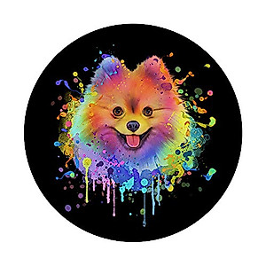 Colorful Splash Art Pomeranian Portrait Pom Puppy Owner PopSockets Swappable PopGrip
