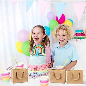 Fainne 24 Pcs Extra Small Gift Bag Mini Gift Bags, Gift Bags with Handles Gift Card Bags for Wedding Baby Shower Favor Birthday Party Gift Wrapping Supplies (4 x 5 x 2 Inch, Kraft)