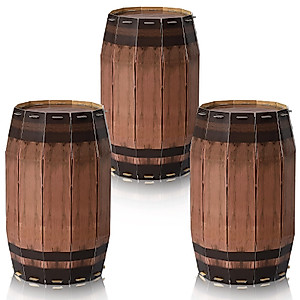 Teenyyou 3 Pcs Western Cowboy Party Decoration Pirate Barrel Decoration Pirate Party Decorations Cowboy Baby Shower Decorations Wooden Barrel Cardboard Barrel Western Prop Decoration