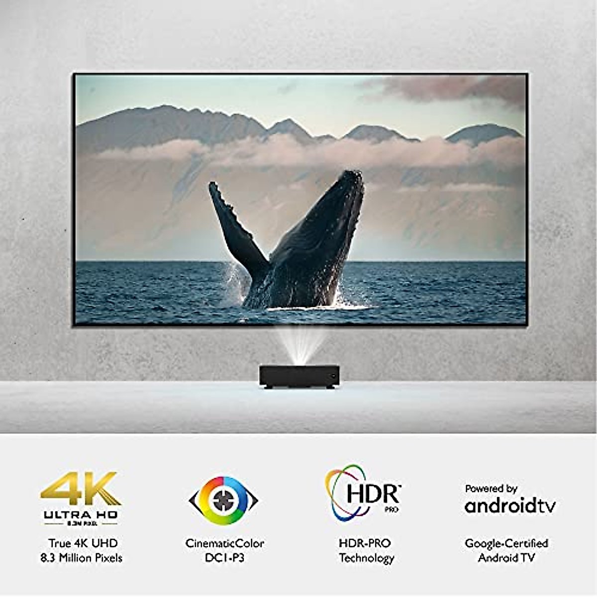 BenQ V7050i 4K Laser Smart TV Projector l Ultra Short Throw l 2500 ANSI Lumens Bright and Beautiful l HDR-PRO l HDR10 & HLG l Android TV l Wireless Casting l HDMIx2 & SPDIF I ARC I 3 Year Warranty