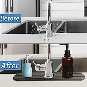 Laidawoo Kitchen Faucet Absorbent Mat, Diatomite Splash Guard for Sink Faucet, Faucet Mat for Kitchen Sink, Diatomaceous Earth Fast Drying Stone Sink Tray,Quick-Drying Water Absorbing Stone Tray