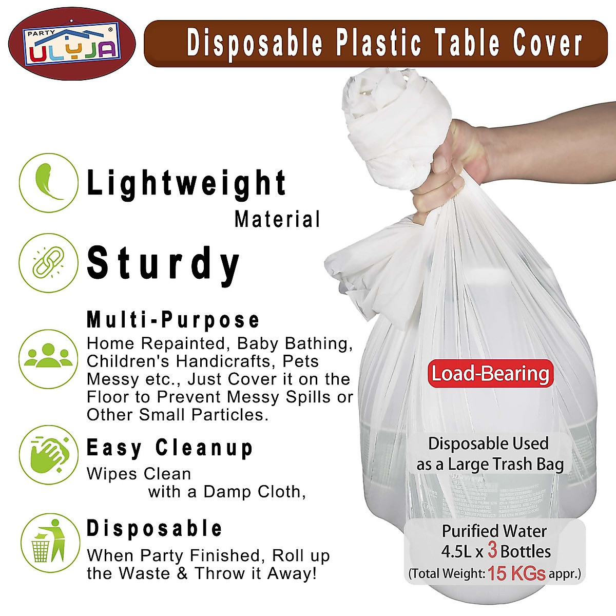 PARTY ULYJA Burgundy Tablecloths Plastic 3-Pack Premium 54 Inches x 108 Inches Disposable Table Covers Decorative Table Cloths for Rectangle Tables