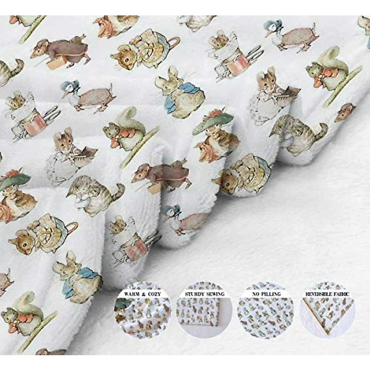 Rabbit Fleece Blanket Soft Plush Throw TV Blanket Bedding Flannel Throw Shawls and Wraps Lightweight for Bed Couch Chair Travel, 59"x78.7"