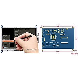 waveshare 5inch HDMI LCD (B) 5" 800×480 Resistive Touch Screen LCD TFT Monitor for Raspberry Pi 4B/3B+/3B/2B/A+/Zero/Zero W/WH, PC Windows 10/8.1/8/7, Driver Free