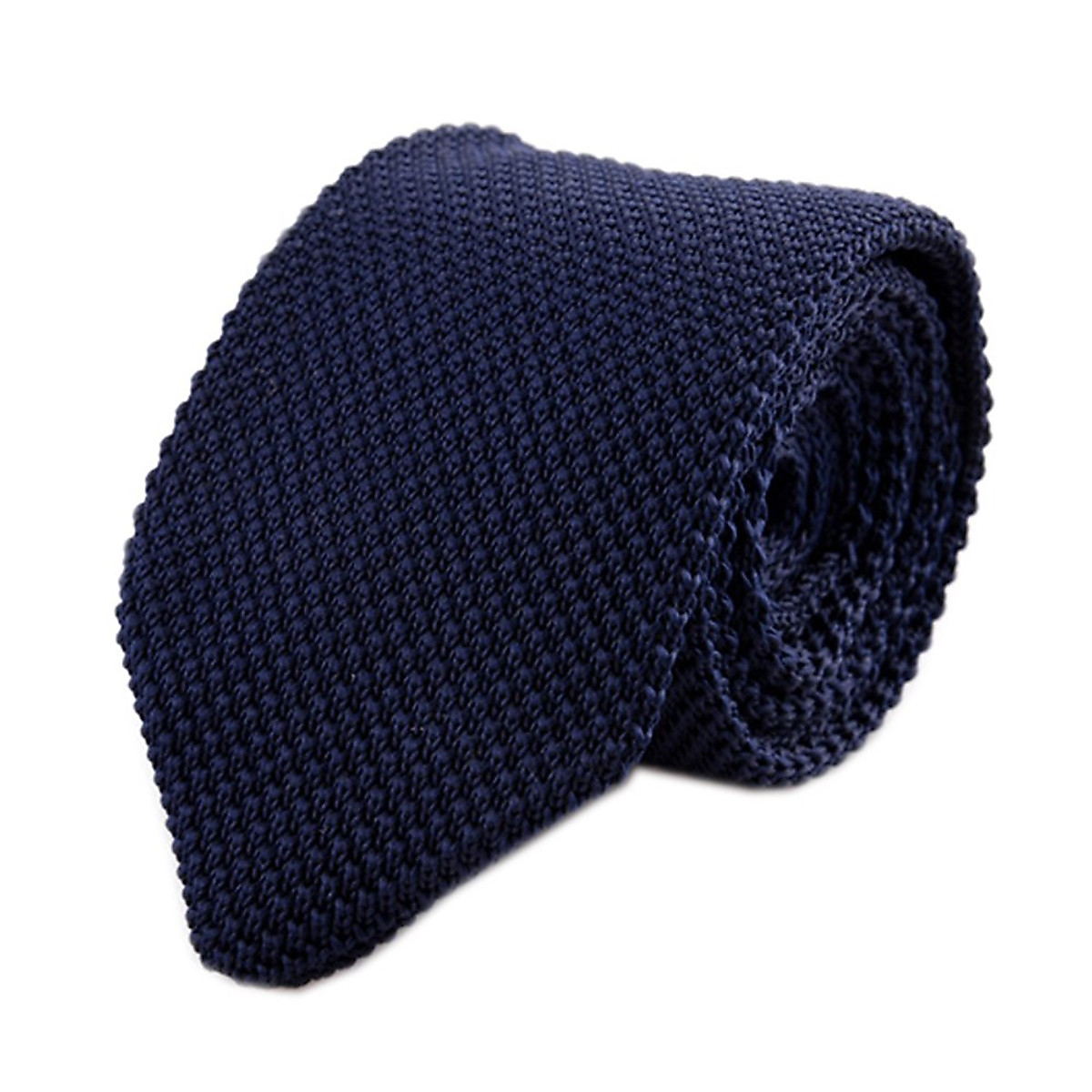 Secdtie Men Woven Silk Midnight Navy Blue Skinny Tie Slim Plain Necktie 010