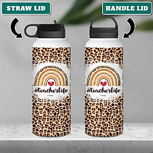 winorax Teacher Appreciation Gifts Personalized Teacher Life Water Bottles Thermos Insulated Stainless Steel Sports Travel Coffee Bottle 12oz 18oz 32oz for Teachers Women Men Best Teacher Ever