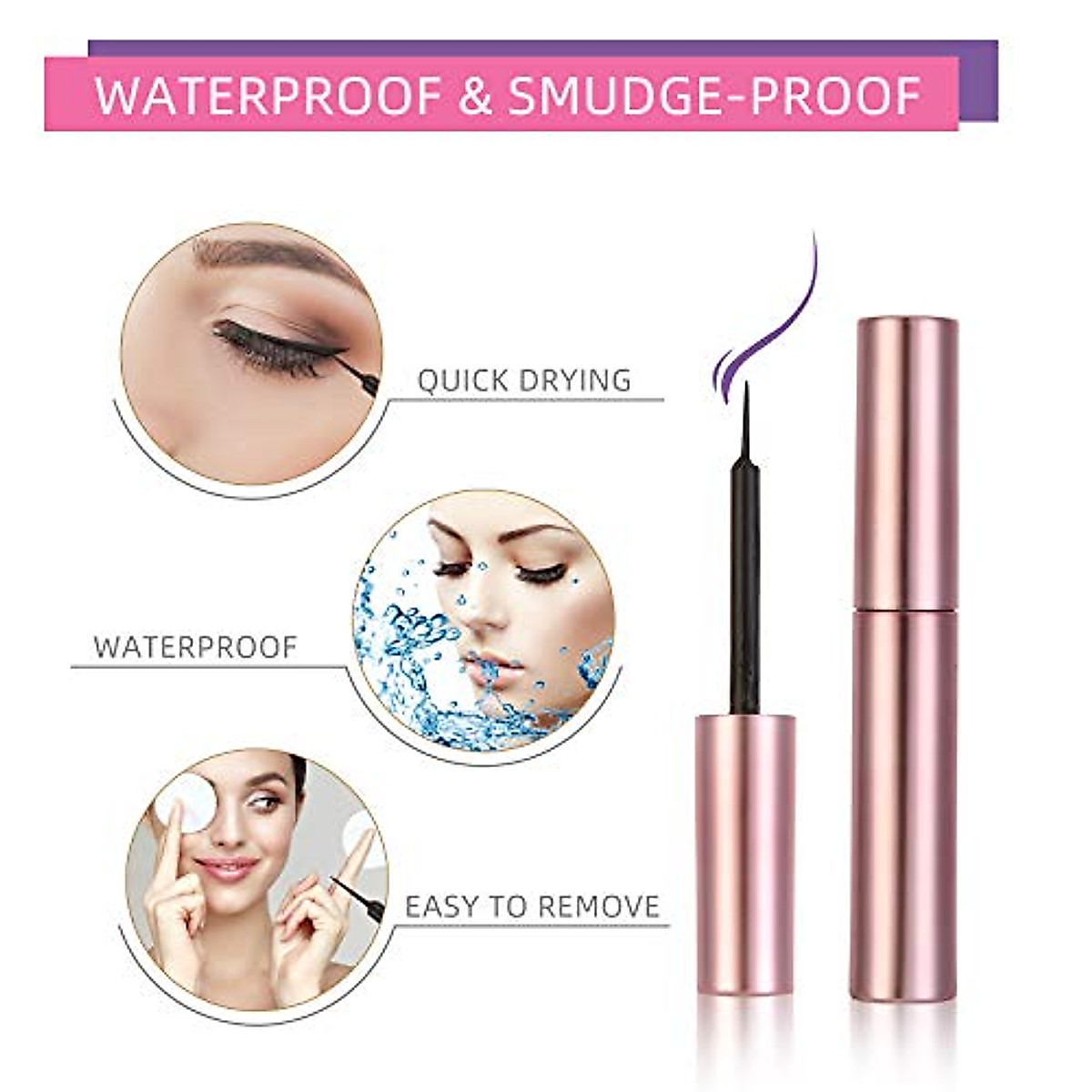 Magnetic eyelashes with eyeliner Kit,5 Pairs Different Reusable Magnetic Lashes,Natural Look False Lashes with Tweezers and Eyeliner