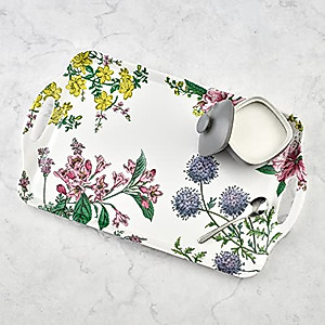 Pimpernel Stafford Blooms Large Handled Tray | Serving Tray for Lunch, Coffee, or Breakfast | Made of Melamine for Indoor and Outdoor use | Measures 18.9" x 11.6" | Dishwasher Safe