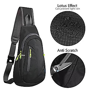 TITECOUGO Small Sling Bag Lightweight Crossbody Bag for Women Men Hiking Backpack Travel Shoulder Bag Chest Daypack for Gym Work Outdoor Sports Black