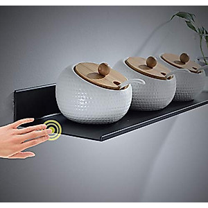 FHY Black Metal Wall Mounted Floating Shelves Ledge,Space Saving Rustproof Aluminum Bathroom Shelf Wall Mount Shelving Extra Strong Floating Shelves Storage Rack(60CM,Pack of 1pcs)