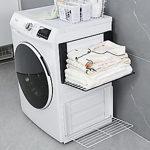 Hcmaesun Magnetic Folding Shelf for Clothes and Towels, Magnet Rack Mount on Washing Machine Fridge, Durable Folding Rack for Laundry Room Bathroom Kitchen, Black