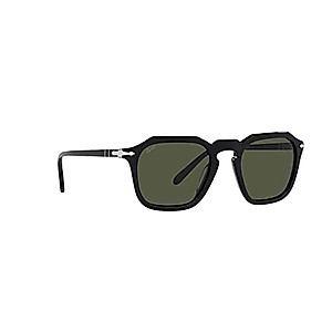 Persol PO3292S Square Sunglasses, Black/Green, 50 mm