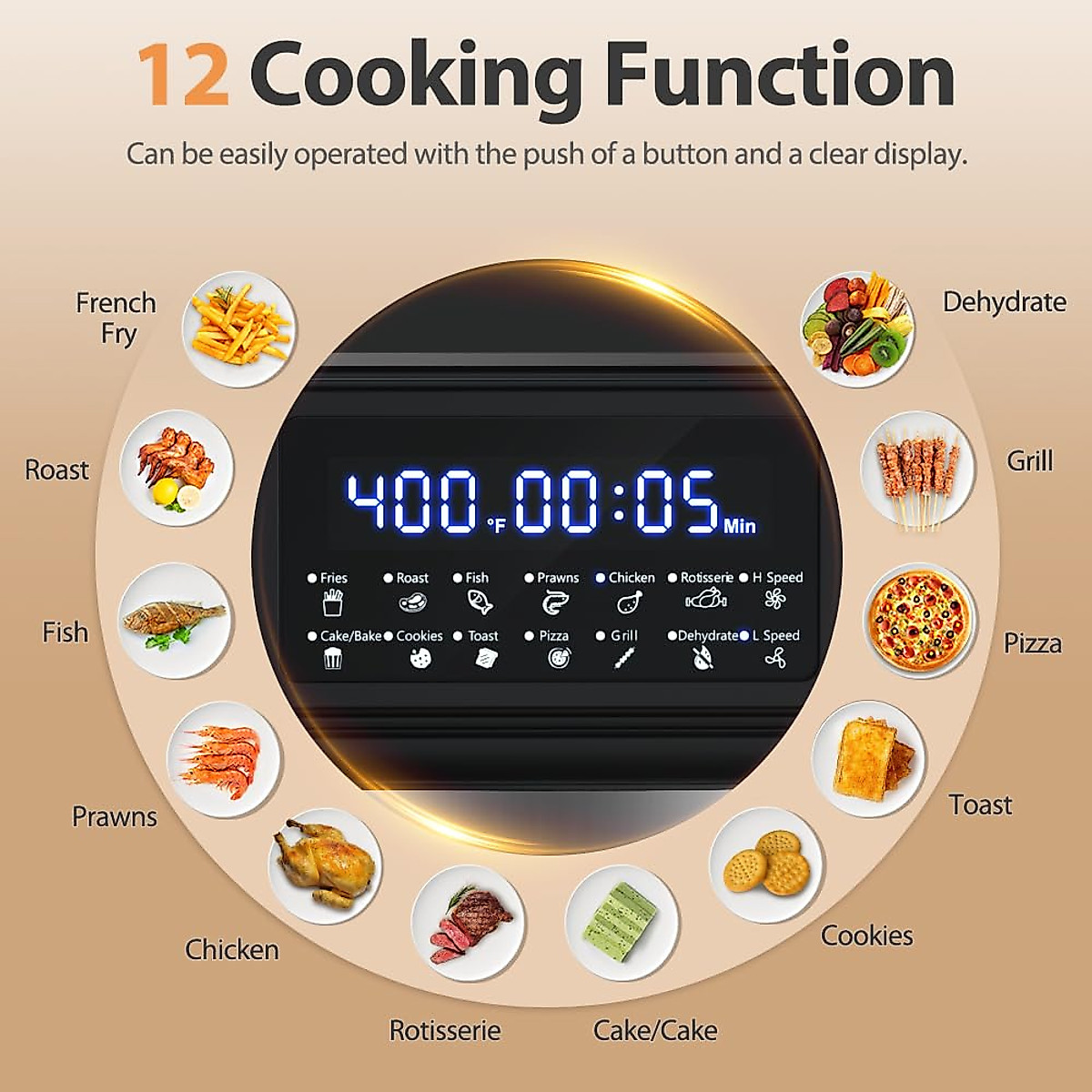 LifePlus Convection Toaster Oven Combo, 32Qt Large Oven Countertop 12-In-1, Stainless Steel with Toast Bake and Broil, 6 Slice Toast, 12'' Pizza, 1700 Watts