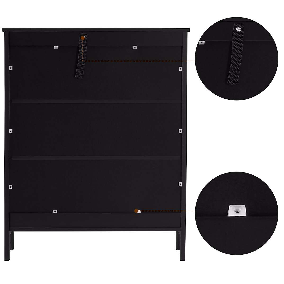 Iwell Storage Cabinet with Rattan Doors, Bathroom Storage Cabinet with Adjustable Shelf, Floor Cabinet for Living Room, Entryway, Kitchen, Home Office, Black